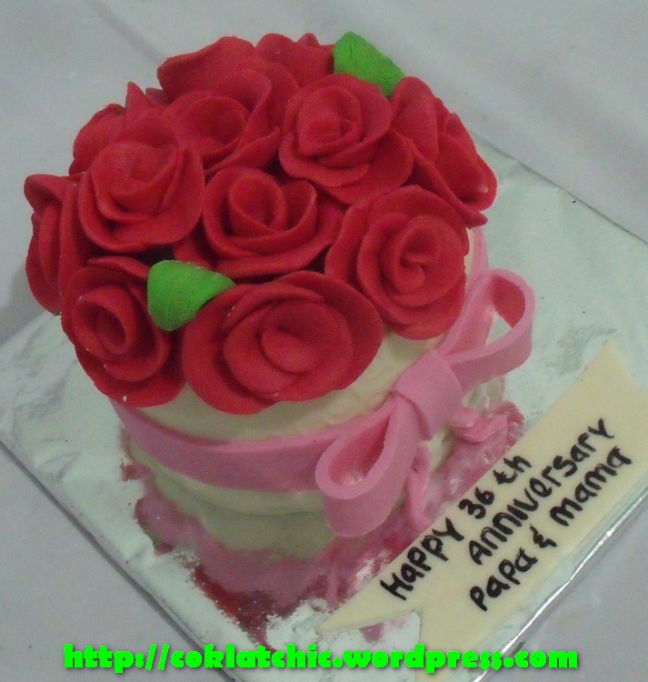 Buket bunga cake – ANNIVERSARY – COKLATCHIC CAKE Est.2004