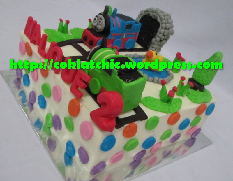 Kue Thomas the Tank Engine dan Percy – MALIQUE – COKLATCHIC CAKE Est.2004