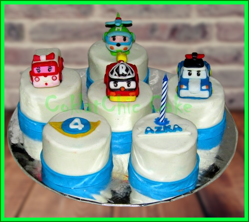 Birthday Minicake set Robocar – AZKA – COKLATCHIC CAKE Est.2004