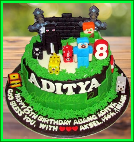 Cake Minecraft – ADITYA – COKLATCHIC CAKE Est.2004